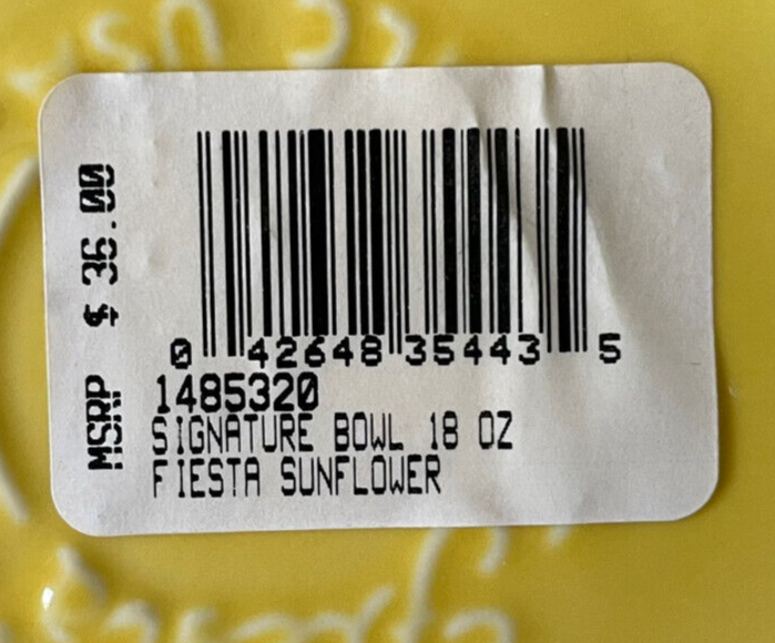 Fiesta NEW w/Tag 18oz SUNFLOWER Signature Bowl RETIRED Fiestaware ART ...