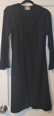 April Cornell Sweater Crochet Duster Cardigan Sweater Black sz s | eBay