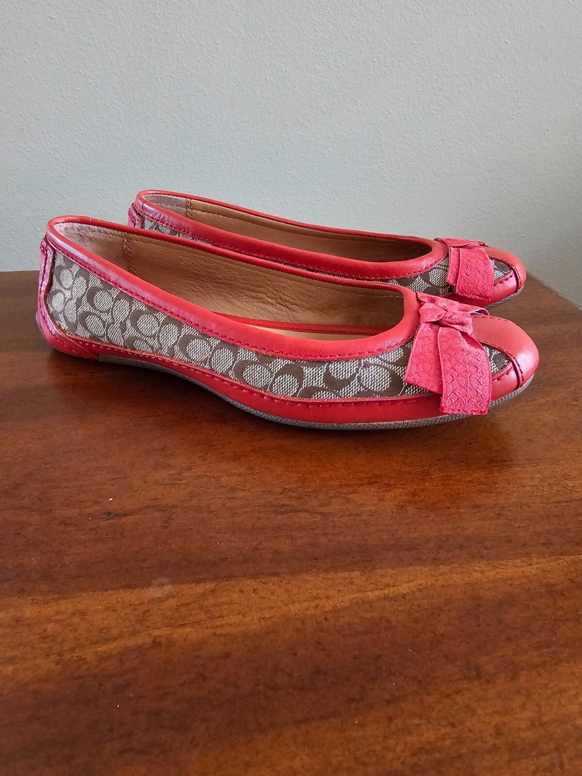 COACH Ballet Leather and Signature C Flats Womens Siz… - Gem