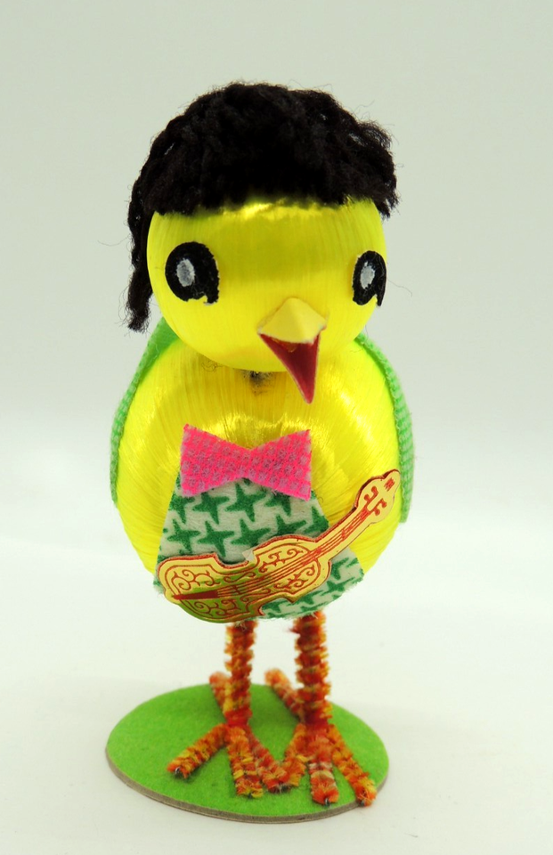 Vintage Satin Ball Easter Chick Pipe Cleaner Legs Playing Guitar ...
