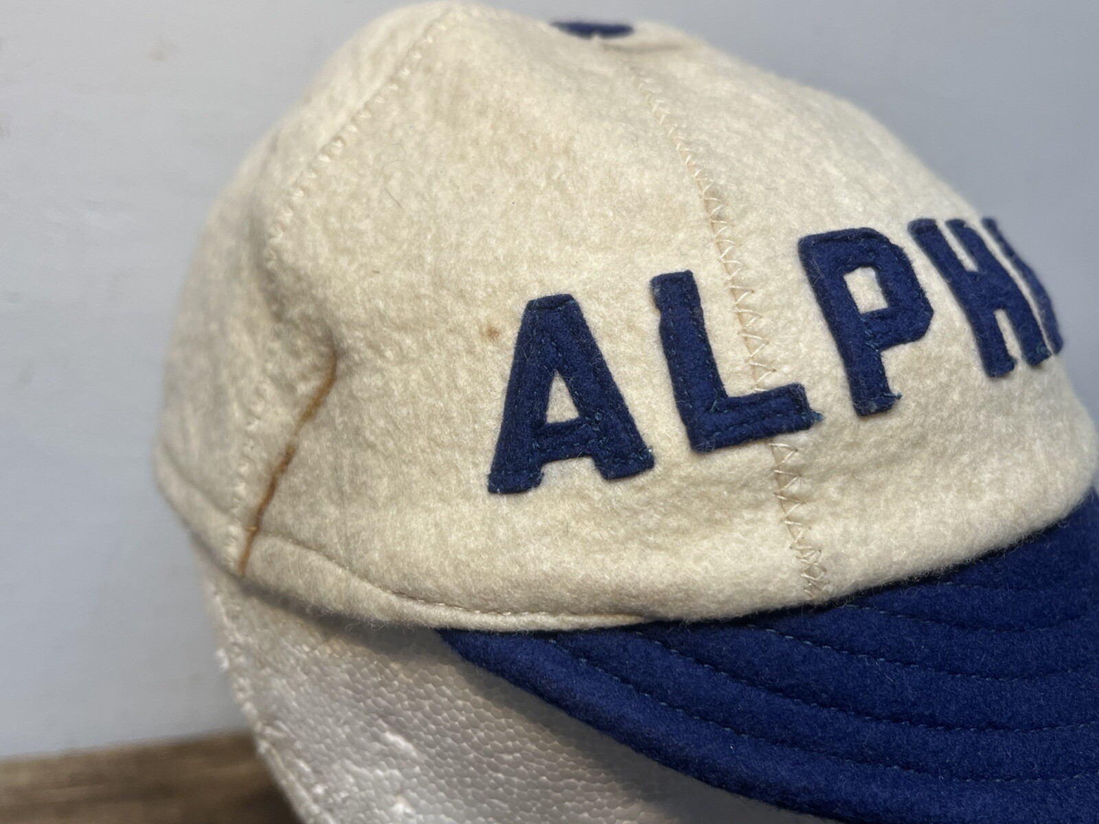 Antique Vtg 1920s Alpha-Y Baseball Wool 6 Panel Short Brim Baseball Cap ...