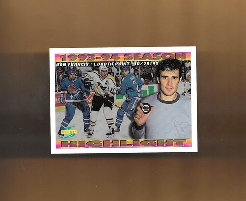 1994-95 Score 1000TH POINT Card # 244 RON FRANCIS PITTSBURGH PENGUINS ...