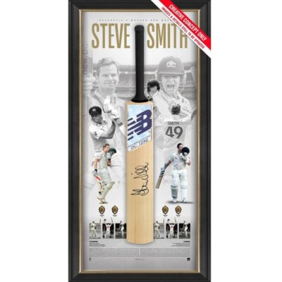 STEVE SMITH SIGNED FRAMED LIMITED EDITION OFFICIAL CRICKET BAT ASHES ...