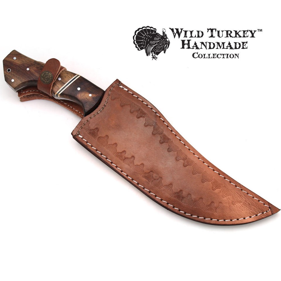 Wild Turkey Handmade Collection Full Tang Fixed Blade Knife w/Leather ...