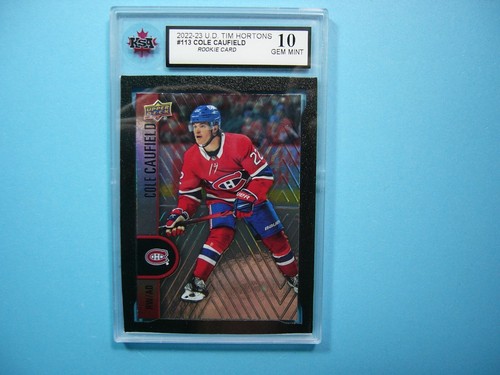 2022/23 UPPER DECK TIM HORTON'S HOCKEY CARD #113 COLE CAUFIELD ROOKIE ...