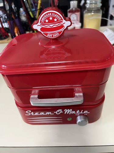 🌭 Hot Dog Nation STEAM-O-MATIC Retro Look Red Steam Hot Dog & Bun ...