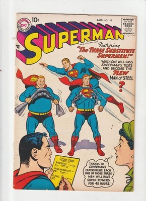 SUPERMAN COMIC 115 DC COMIC SILVER AGE , MIDGET SUPERMAN. FAT SUPERMAN ...