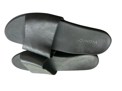 Vionic Val Slide Sandal Women's 8 Black Wide Strap Comfort Orthopedic ...