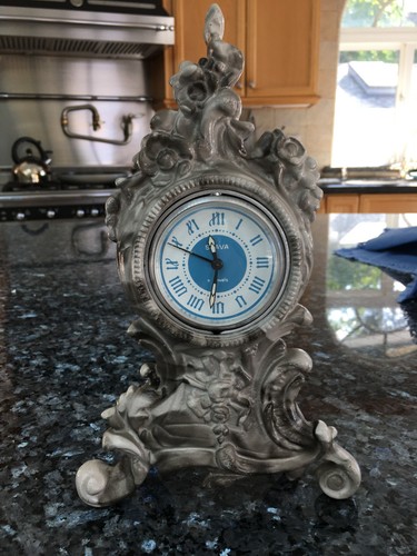 VINTAGE BAROQUE SOVIET SLAVA BLUE ALARM CLOCK, USSR 11 JEWELS ANTIQUE ...