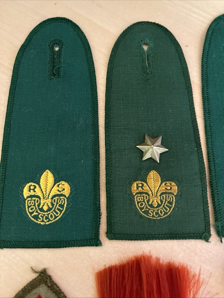Vintage Boy Scout Red Plume Badge and other Badges and Epaulets | eBay UK
