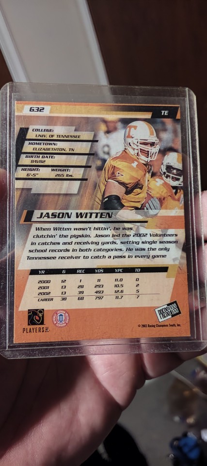 Jason Witten Dallas Cowboys Rookie Card 2003 Presspass#632$$ | eBay