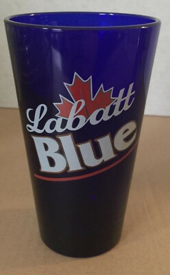 LABATT BLUE COBALT BLUE PINT 16 OZ. BEER GLASS - Canadian - Libby ...