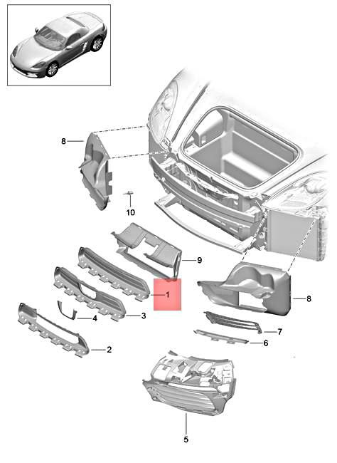 Genuine PORSCHE 718 Boxster Cayman 982 Grille Center Matt black ...