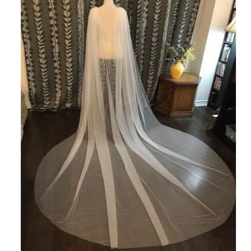 White Wraps Bride Jacket Bridal Dress's Cape Tulle manto Long Cape ...
