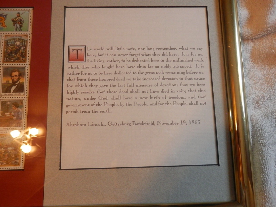 Framed Civil War Stamp Collection w/Words by Abraham Lincoln | eBay