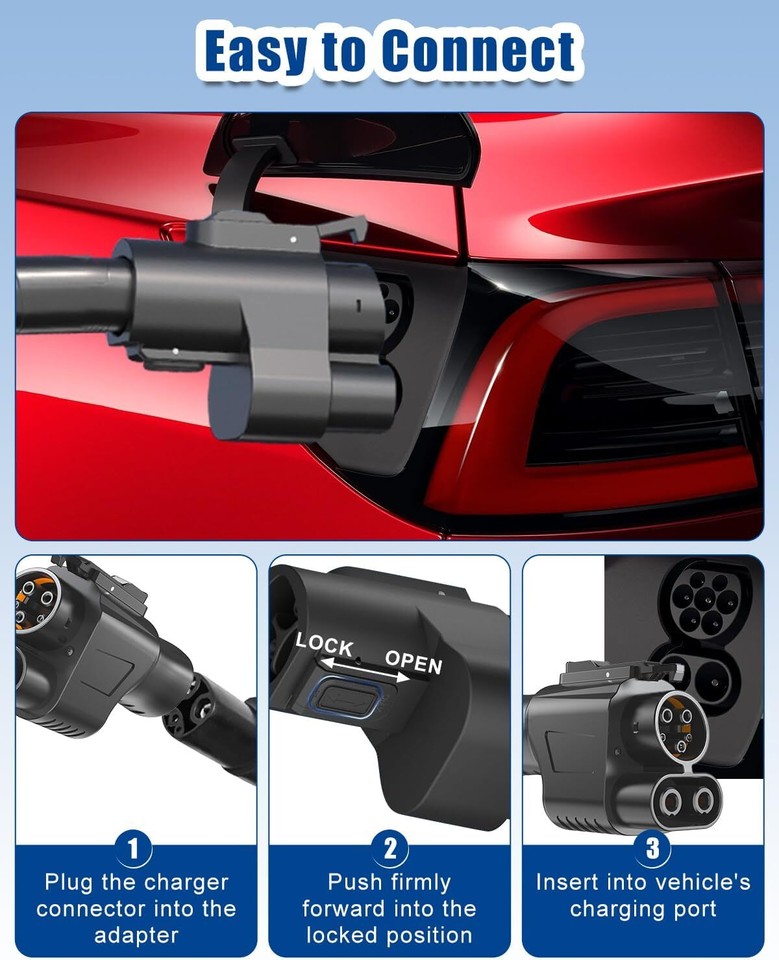 New NACS to CCS1 EV Charging Adapter for Tesla Rivian Ford GM DC1000V ...