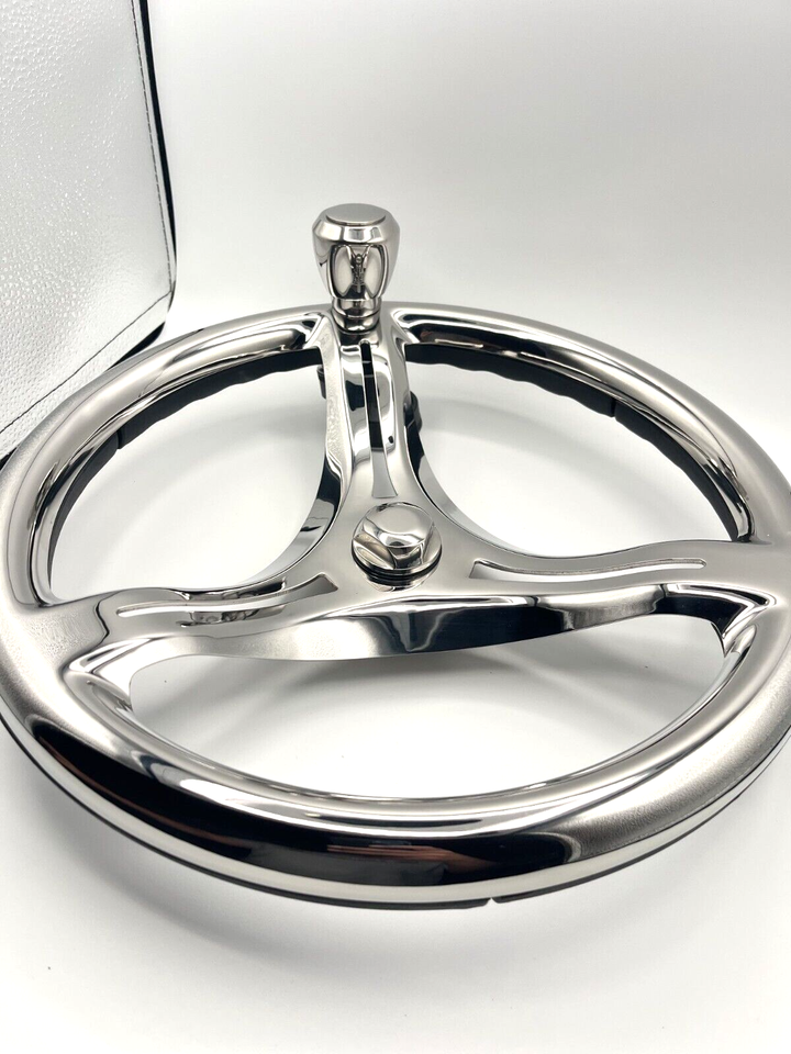 Rocolo Salt Water Boat Steering Wheel+Knob Polished Stainless Steel | eBay