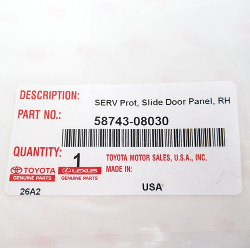 Genuine OEM Toyota 58743-08030 Passenger RH Slide Door Protect Film 11 ...
