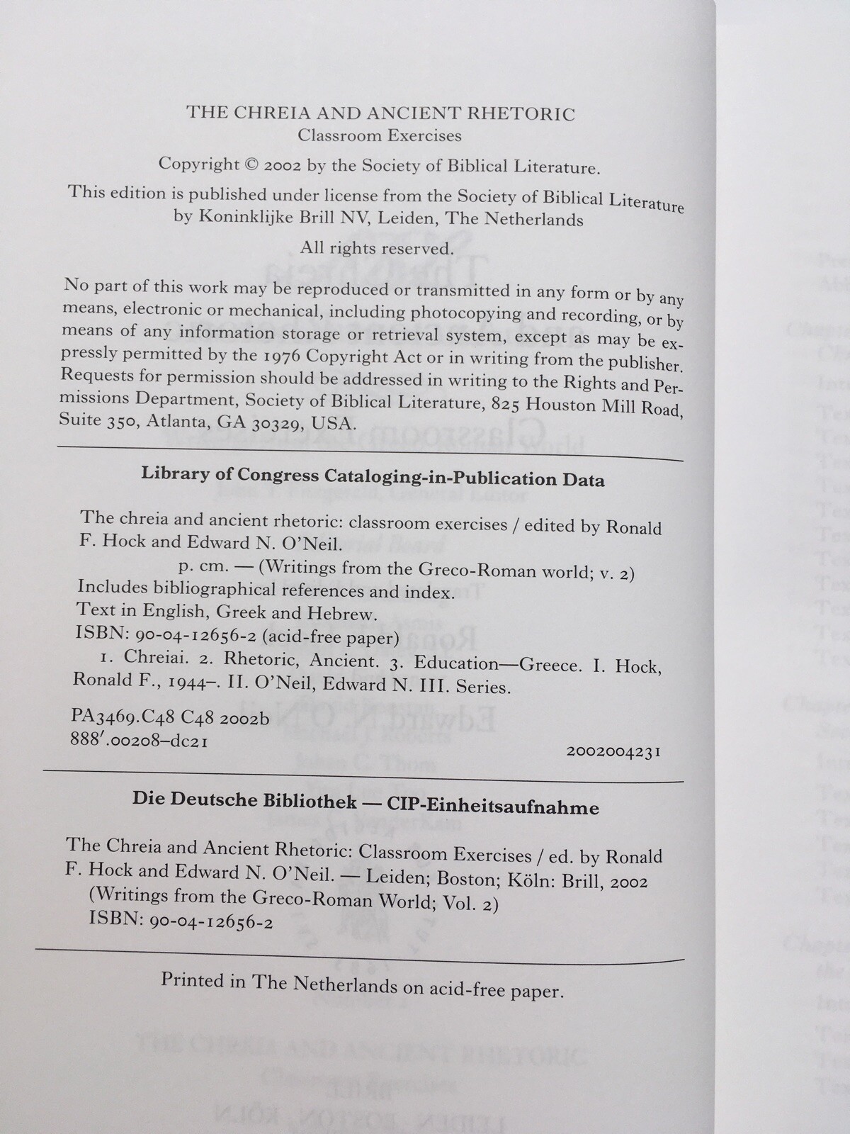 SBL - Writings from the Greco-Roman World Ser.: The Chreia and Ancient ...