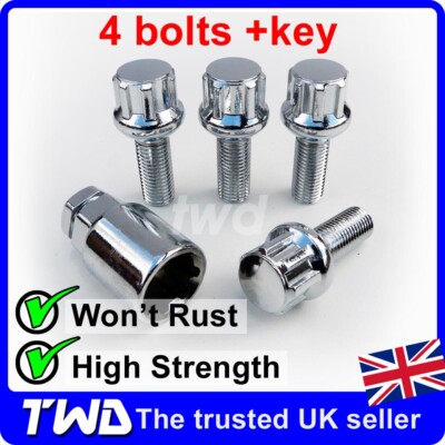 4x ALLOY WHEEL LOCKING BOLTS FOR VW GOLF MK1 MK2 MK3 (M12x1.5) NUT ...
