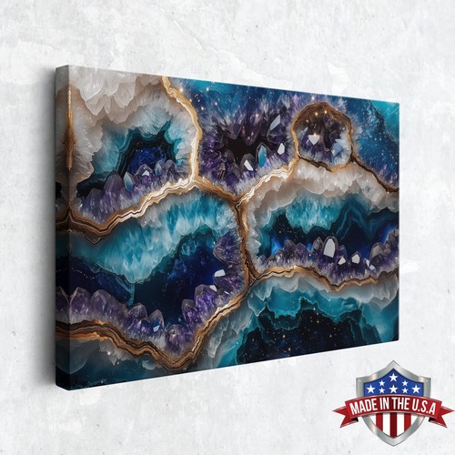 Galaxy Geode Wall Art – Cosmic Crystal Print on Premium Canvas, Ready ...