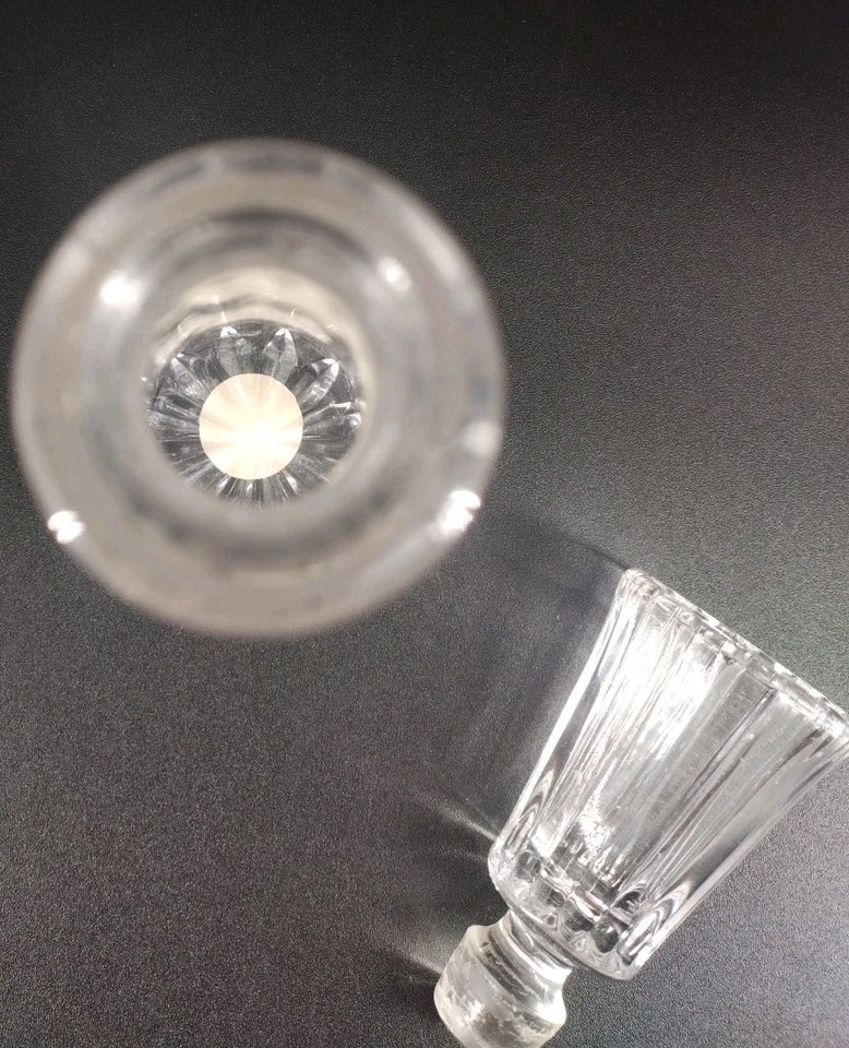 Vintage Crystal Cut Round Glass Decanter With Stopper 9" X3” W/ Sticker ...