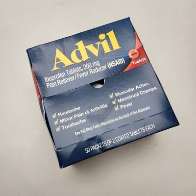Advil Brand Ibuprofen Tablets 200mg Pain Reliever/Fever Reducer ...