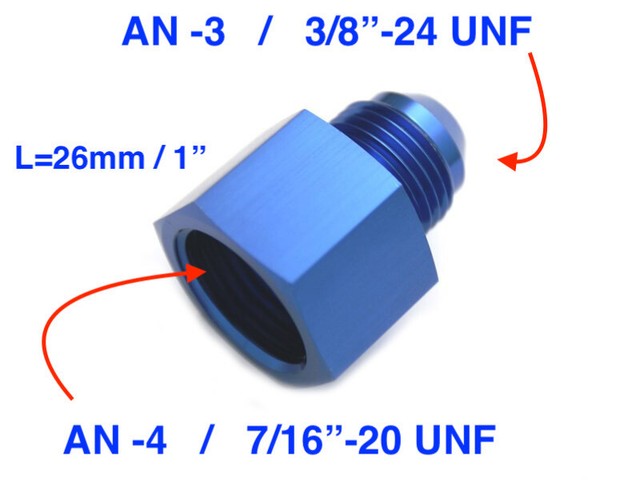 AN-4 AN4 Female to AN-3 AN3 Male Reducer Conversion Alloy Fitting ...