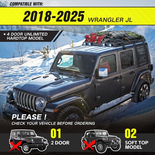 Roof Rack Hard Top Cargo Basket For 2018-2025 Jeep Wrangler JL JLU 4DRS ...