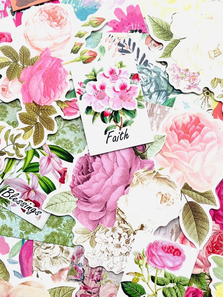 Junk Journal Flower Papers, Flower Stickers Quotes For Scrapbooks ...