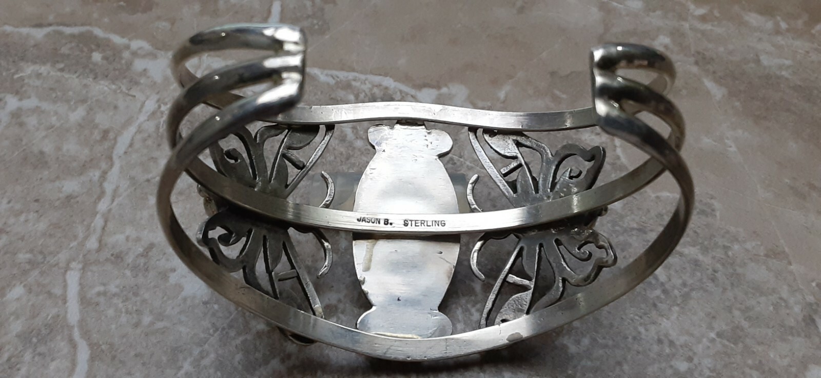 Navajo Indian JASON BAHE Butterfly Bracelet ROYSTON T… - Gem