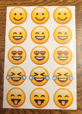 Smiley Face Emojis – Different Types – 1 sheet – 15 stickers | eBay