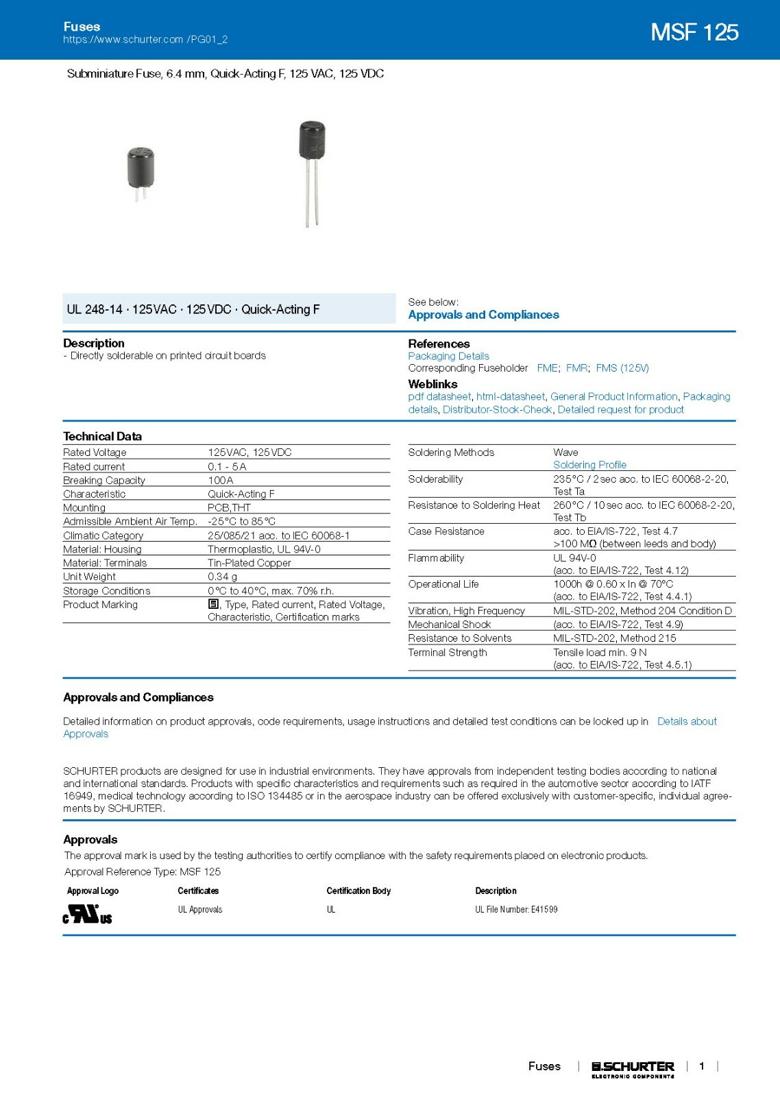 2pcs - SCHURTER 0034.4215 MSF-125V F 400mA 0.4A Board Mount Dip Fuse | eBay