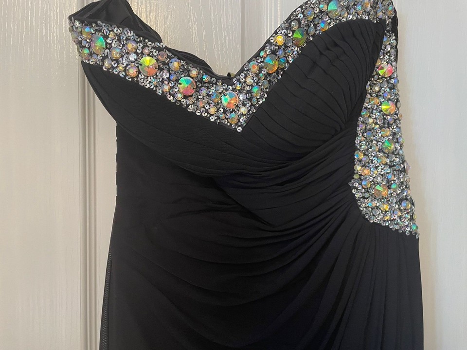 Lipsy Vip Long Black Evening Dress. Embellished Size UK 14. Worn Once ...