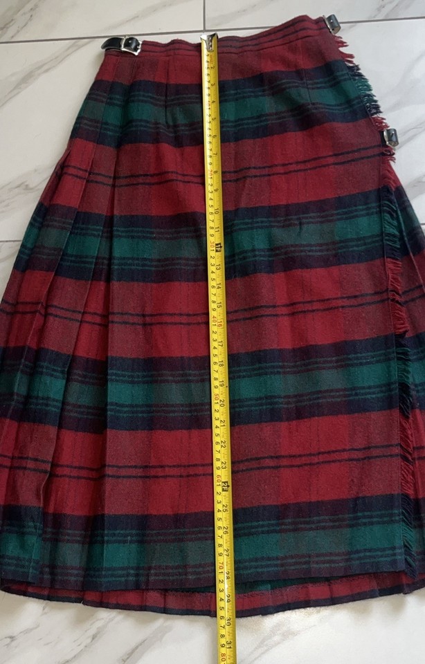 Cashmere Wool Tartan Plaid Skirt Women’s 6 Red Green Kilt Laird Portch ...
