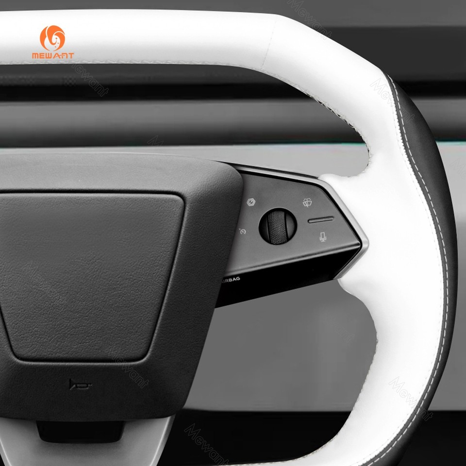MEWANT DIY Hand Stitch Steering Wheel Cover Wrap for Tesla Cybertruck ...