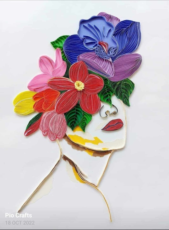 The Flower Lady Paper Quilling wall art /Framed /Quilling wall hanging ...