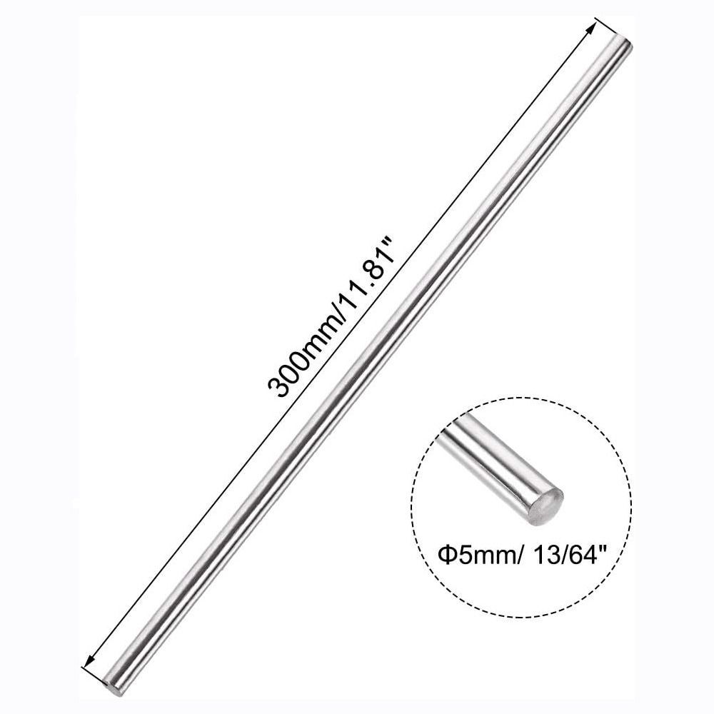10Pcs 5 x 300mm Linear Motion Shaft Carbon Steel Rod Shaft Guide DIY ...