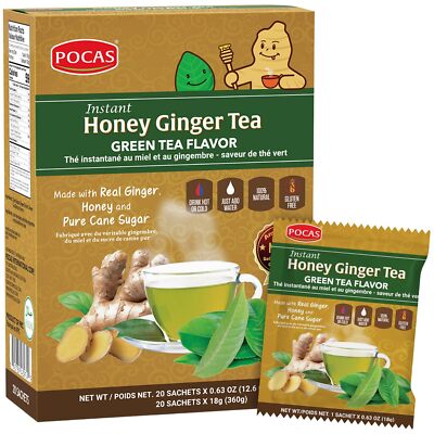 Honey Ginger Tea - Instant Tea Powder Packets with Green Tea Extract ...
