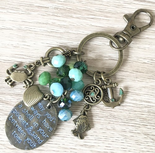 Nautical Sea Beach Keyring Quote Key Ring Sand Toes Keychain Bronze Bag ...