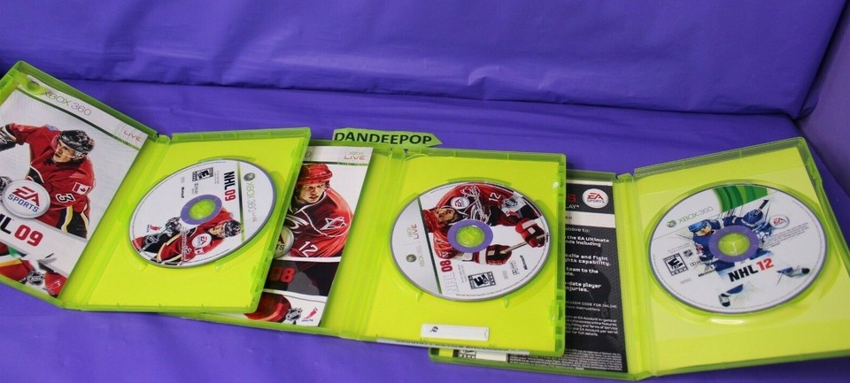 3 Microsoft XBox 360 EA Sports NHL Hockey Video Games Live 08, 09 and ...