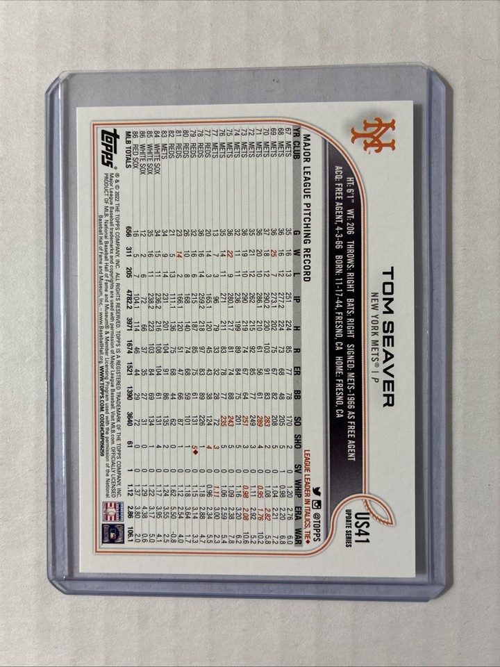 Image Variation- 2022 Topps Update #US41- Tom Seaver Sp Photo Variation ...