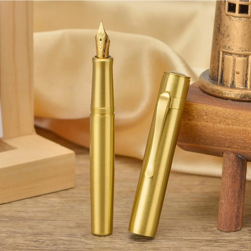 Hongdian M2 Mini Short Fountain Pen EF/F/M Nib &Converter, Brass Gift ...