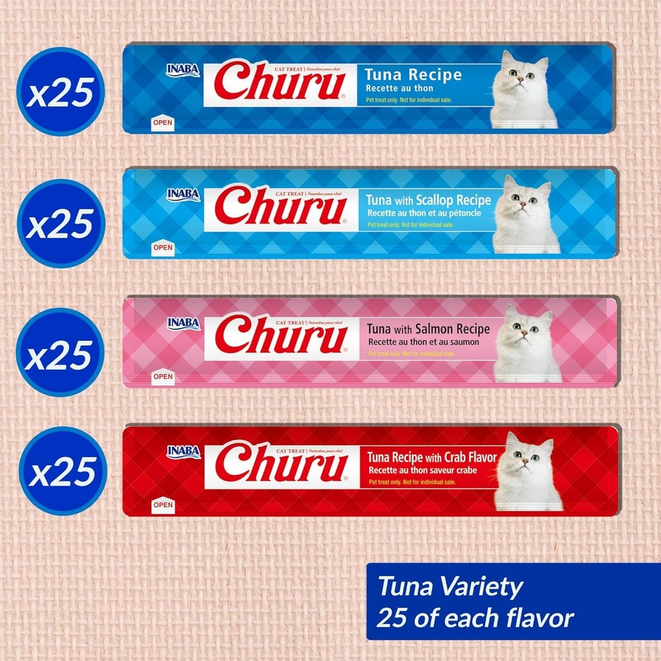 Churu Cat Treats, Lickable, Squeezable Creamy Purée with Vitamin E, 0.5 ...