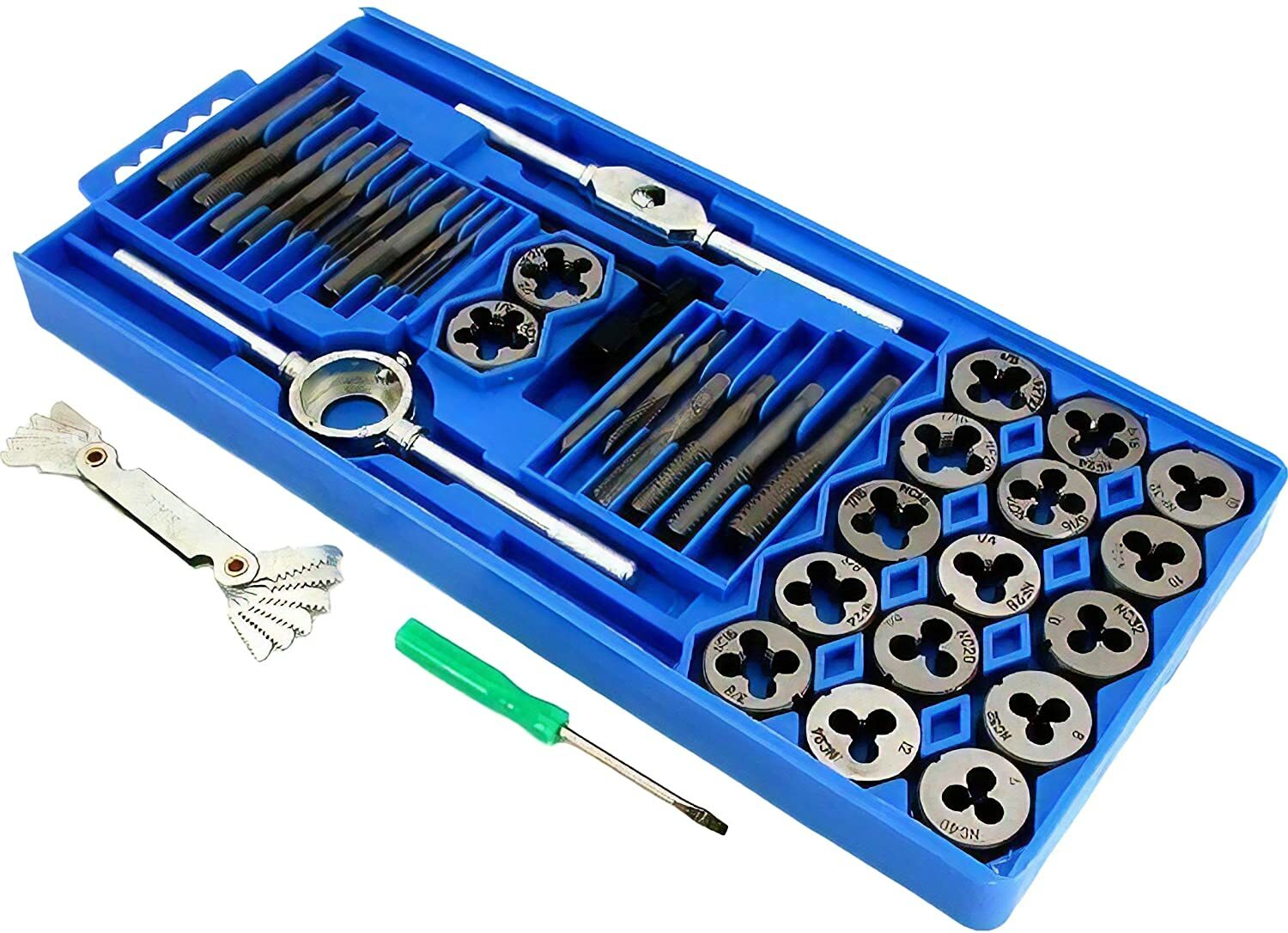 40Pc SAE Tap & Die Set Cut /Renew internal external threads to exact ...