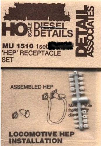 Detail Associates 1510 HO Scale MU Receptacles -- Head-End Power Set | eBay