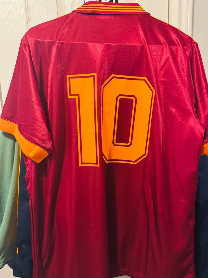 ADIDAS AS ROMA BARILLA JERSEY SIZE LARGE 1993 TOTTI GIANNINI BRING BACK ...