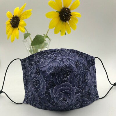 Purple Rose Adult Cloth Face Mask with Filter Pocket Nose Wire 100% ...