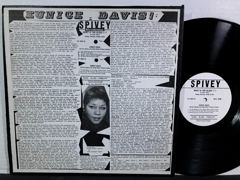 EUNICE DAVIS What Is The Blues? LP SPIVEY RECORDS LP 1022 1977 Blues ...