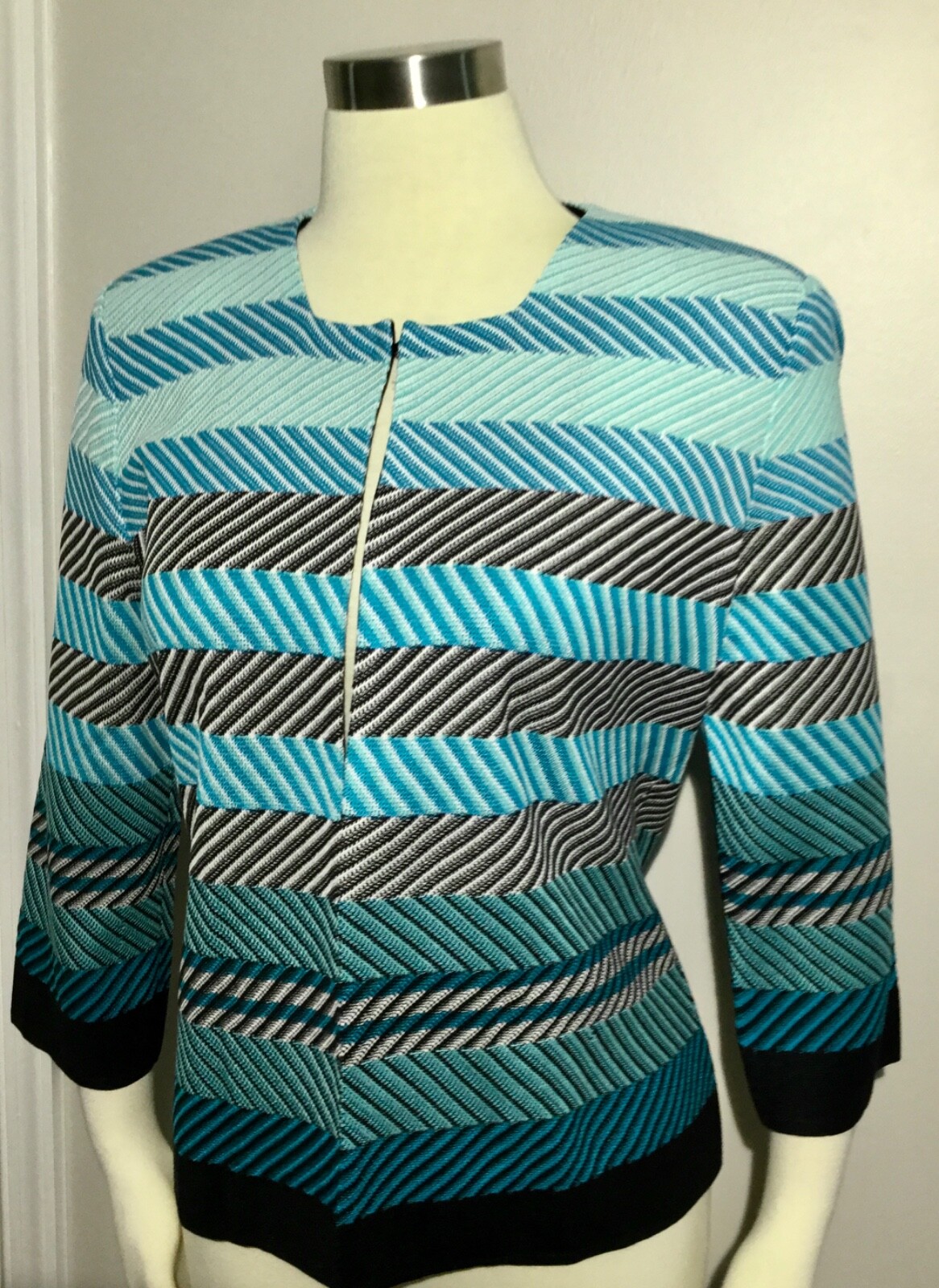 NWT MISOOK Black, Blue, White Open Front Jacket size S MSRP $410 | eBay